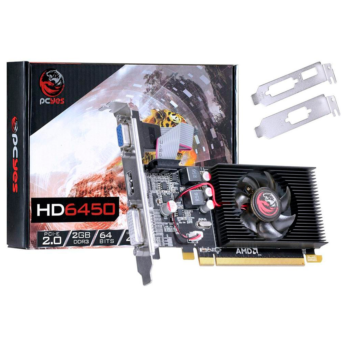 AMD Radeon HD 6450 2GB 64bits - Low Profile - PCYes PJ64506402D3LP